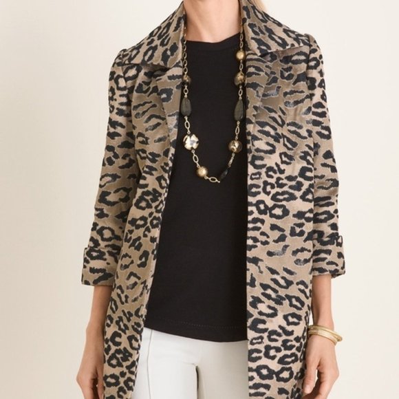 Chico's | Jackets & Coats | Chicos Wild Animal Print Leopard Shantung ...